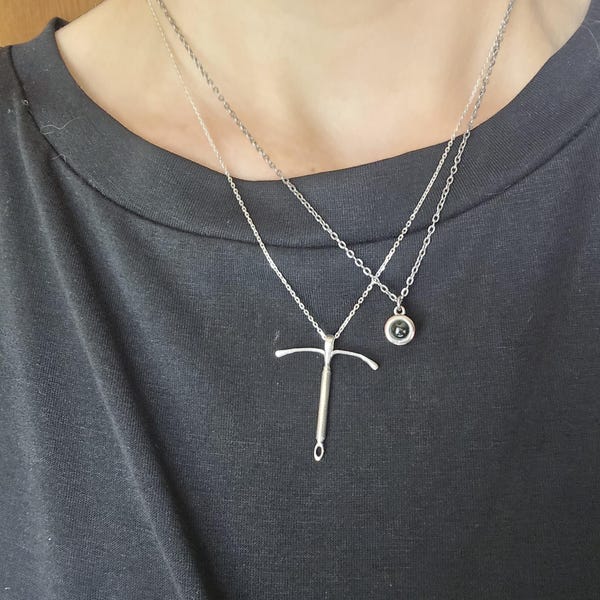 Handcrafted IUD Pendant Necklace With Gold and Silver Metal Variations ...