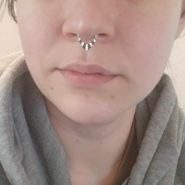 Sterling Silver Septum Ring With 3mm Gemstone in 14g (1.6mm) Stacked ...