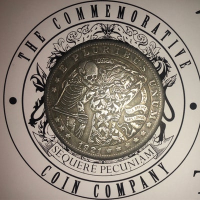 1899 Morgan Silver Dollar. Life/death. Carved/hobo Coin. 38mm 23g. .999 ...