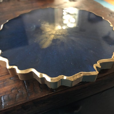 Deep Navy and Gold Coaster Sets, Large Coasters, Circular Coasters With ...