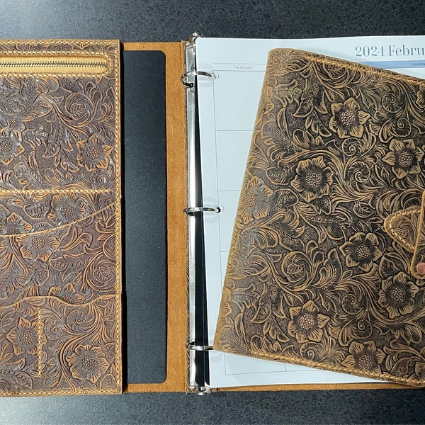 Personalized Leather 3 Ring Binder Portfolios With Pockets and Writing ...