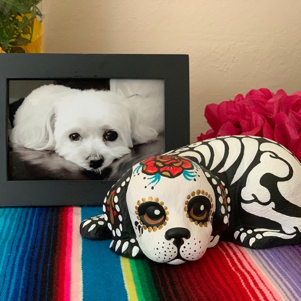 Day of the Dead DOG Statue Skeleton Puppy Figurine Pet Memorial Shrine ...