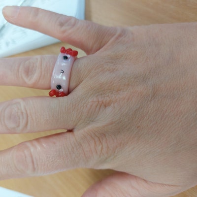Handmade Polymer Clay Axolotl Ring Chunky Pink Purple or - Etsy
