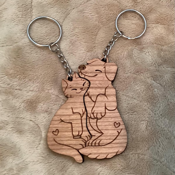 Dog and Cat Couple Keychains - Friendship or Relationship Matching ...