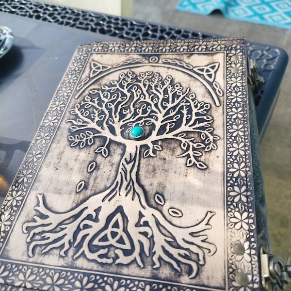 Handmade Leather Journal Evil Eye in Rhombus, Snakes| 200 Pages | Brass ...