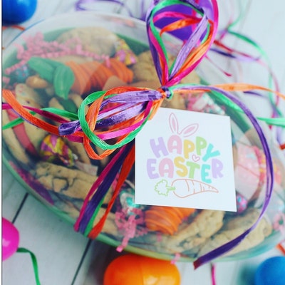 Happy Easter Tags, Easter Bunny Cookie TAGS, HAPPY EASTER Editable ...