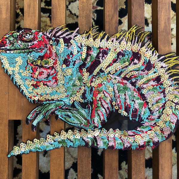 Moks299(p) Iguana Large Patch Embroidered Patch Fashion Patch - Etsy