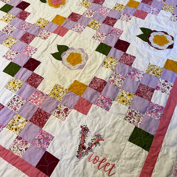 Floral Whole Alphabet Garden Flag Monogram Lace Swirl Flowers Block ...