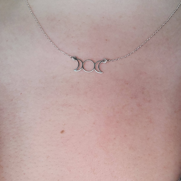 Triple Goddess Necklace, Triple Moon Necklace, 3 Moon Necklace, Moon ...