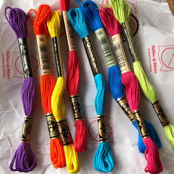 8x BRIGHT Colors DMC Flosses,dmc Threads, DMC Kit,dmc Set of Colors ...
