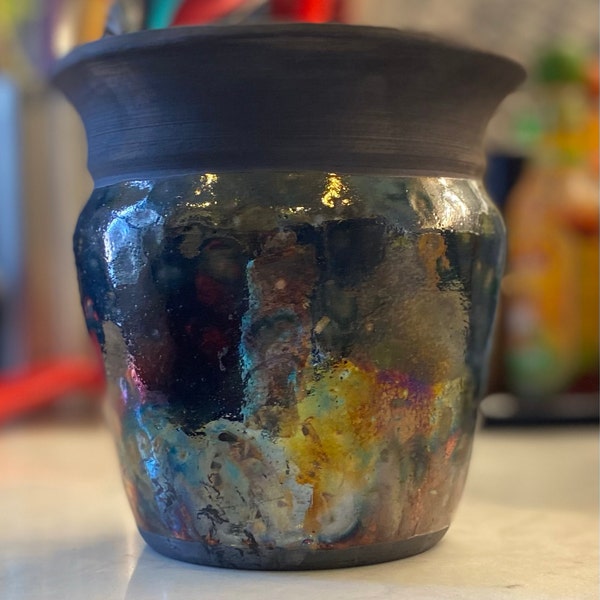 White Crackle Raku Vase | Handmade Pottery Vase | Unique Design | 12cm ...