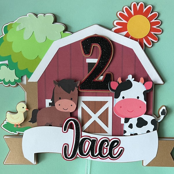 Farm Cake Topper, Farm Birthday Decor, Barn Cake Topper. - Etsy
