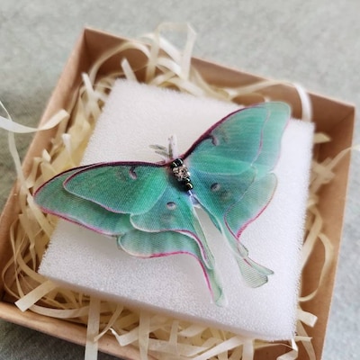Silk Moth Butterfly Collar Clip Pins With Chains Collar Brooch ...