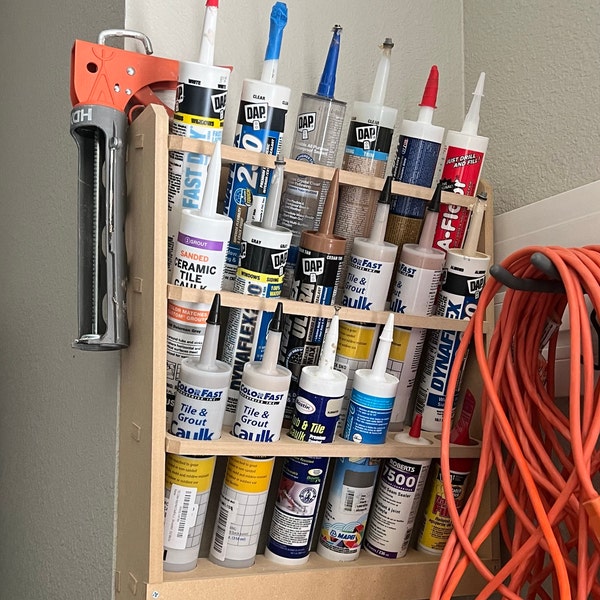 18-tube Caulking Adhesive Organizer: Free Standing, Stackable MDF Shelf ...