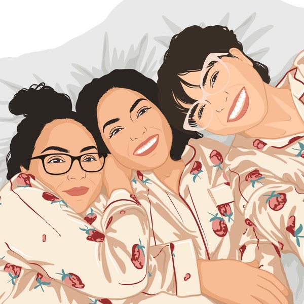 Best Friend Portrait From Photo, Hand Drawn Portrait for Friends ...