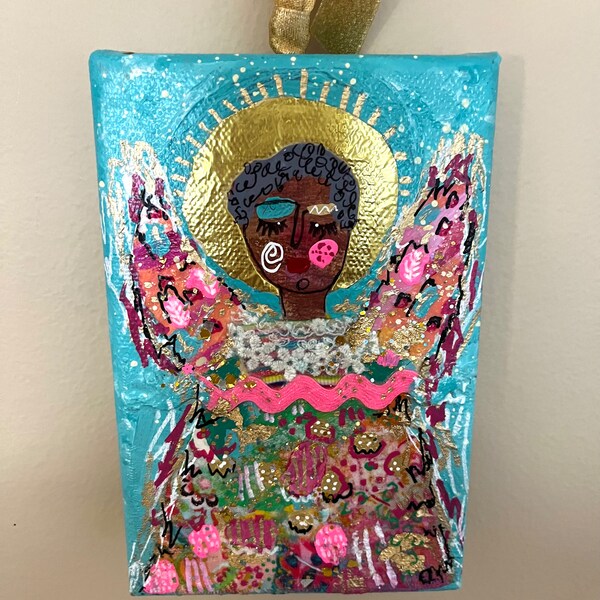 Mixed Medial Angel Original - "carmen" - 4"x6" Stretched Canvas - Etsy