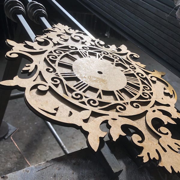 Wooden Laser Cut Wall Clock. Wood Carved Wall Clock. Cdr, Ai, Svg, Pdf ...