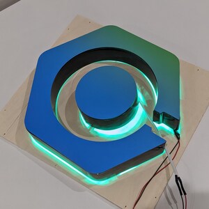 3d Backlit Sign, 3d Led Signage, Custom Outdoor Logo, Light Sign 3d Brushed Metal 3d Business ...