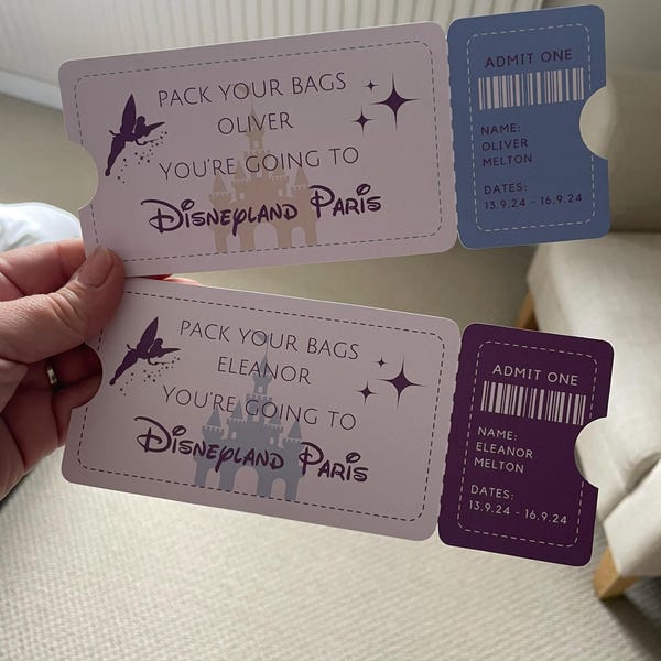 Disneyland Ticket | Personalised Disneyworld Ticket | Surprise Reveal ...