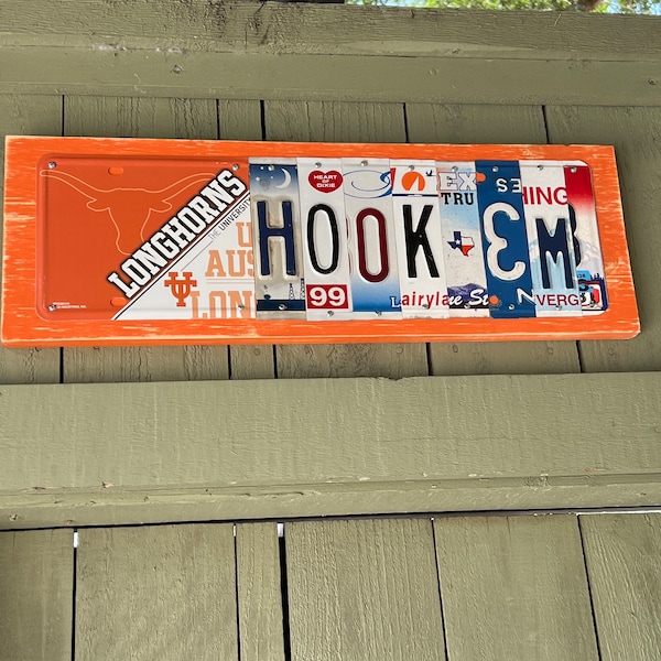 HOOK'EM - University of Texas Longhorns License Plate Sign, Tailgating ...