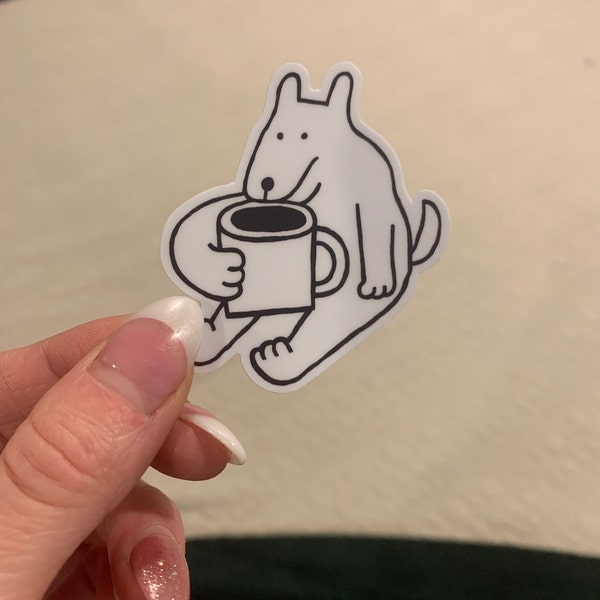 Coffee Dog Vinyl Sticker - Etsy