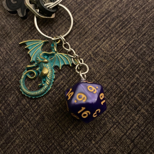 D20 Keychains With Optional Charm - Etsy