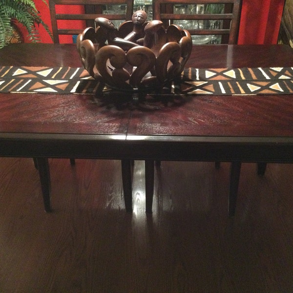 Authentic White/black Mudcloth Table Runner African Bogolan Fabric Boho ...