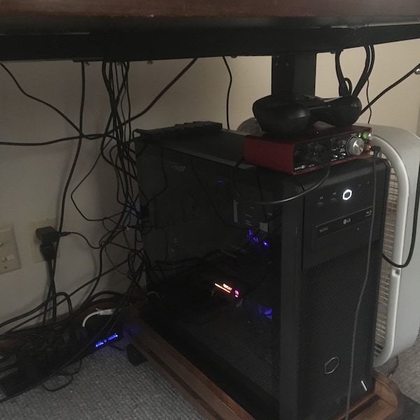 Dark Walnut Gaming PC Case Stand for Desktop Computer Tower, Geek Gifts ...