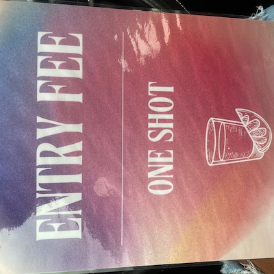 Entry Fee: One Shot Printable Sign - Etsy