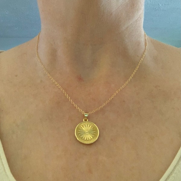 Gold Filled Necklace, Gold Necklace, Sunburst Necklace, Sun Necklace ...