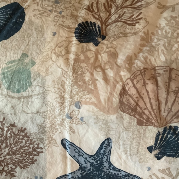 Nautical Cotton Fabric, Coastal Fabric, Sea Shell Fabric, Starfish Reef ...