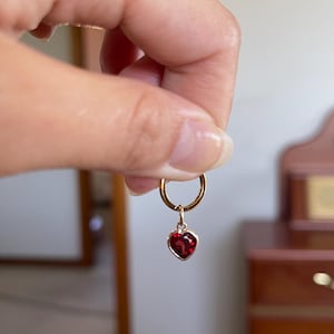 Ruby Charm/18k Solid Gold/round 3mm SMALL Ruby/lightweight Dainty ...