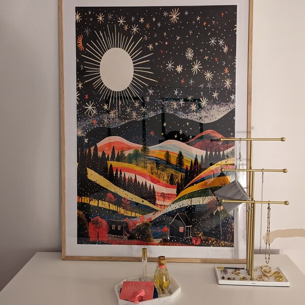 Fantasy Land Scenery Landscape Poster Art Print, American Folk Art Wall ...