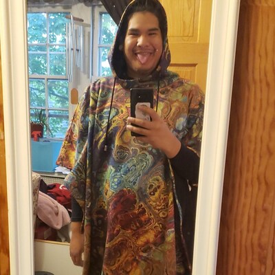 Psychedelic Hooded Poncho, Hippie, Psy-trance, Festival Clothing, Man ...