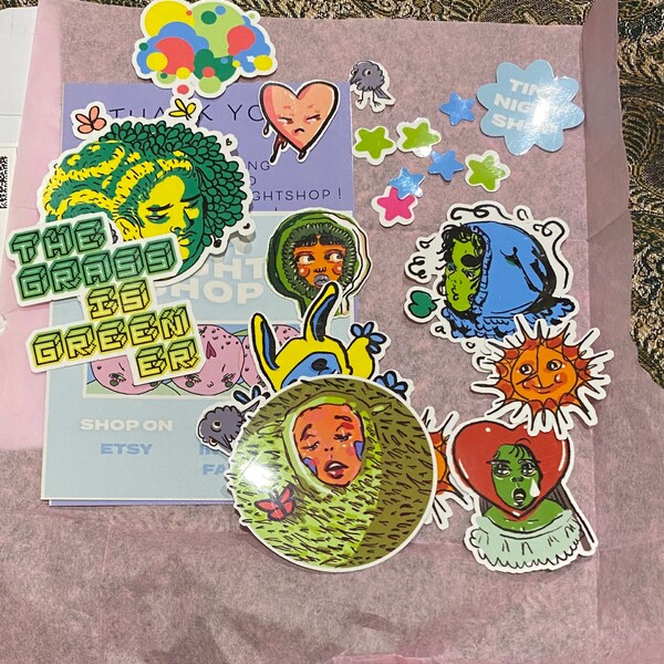 Moody and Pink Sticker Pack, Small Sticker Pack, Relatable Stickers - Etsy