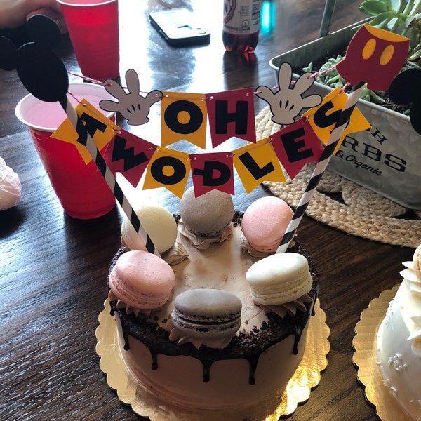 Mickey Mouse Birthday Age Cake Bunting Topper Oh Two-dles Smash Cake ...