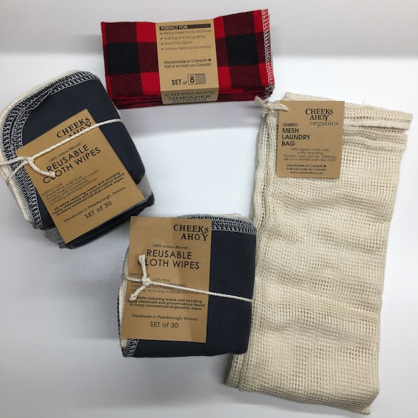 Reusable CLOTH WIPES Set of 30, 8"x8" 100% Cotton • Family Cloth ...