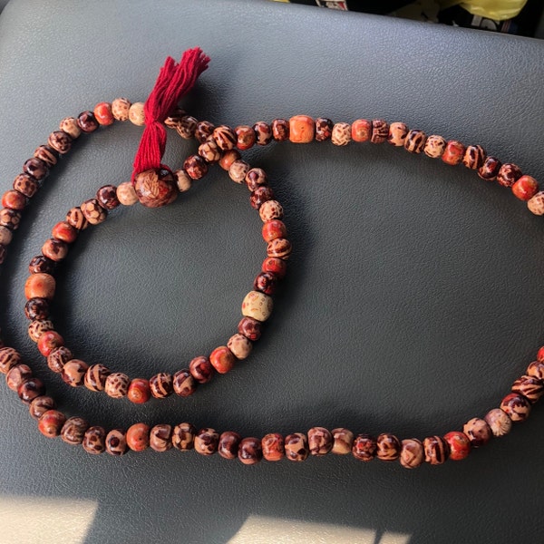 108 Bead Buddhist Mala, 108 Mala, Wooden Bead Mala, Hand Carved Prayer ...