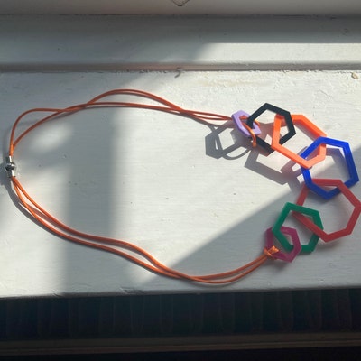 Lime Green Modern Geometric Chain Link Acrylic Necklace. - Etsy