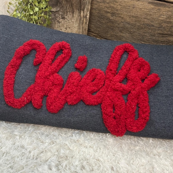 Chenille Yarn Script Font Applique Embroidery Seven Sizes 2, 3, 4, 5, 6 ...