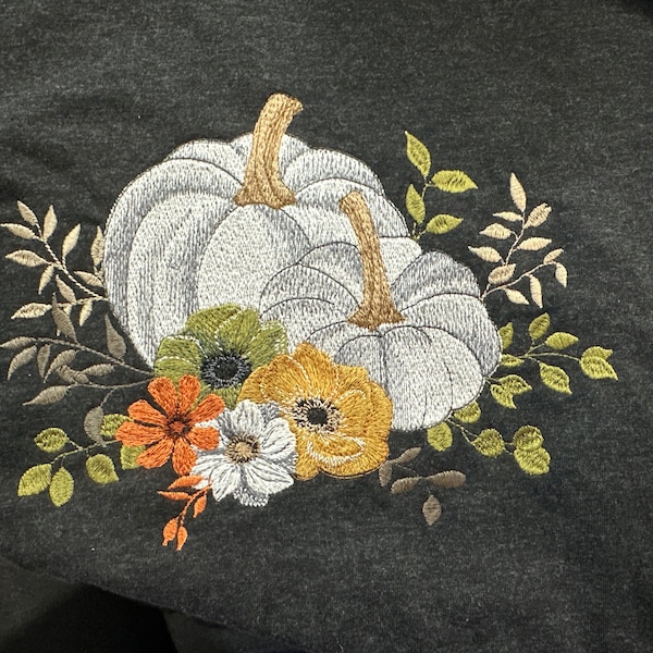 Floral Pumpkin Embroidery Design, Autumn Embroidery File, Thanksgiving ...