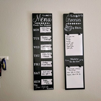 Menu Board, Kitchen Decor, Hanging Farmhouse Menu, Weekly Menu Board ...