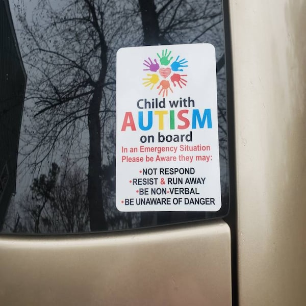 Child With Autism on Board Sticker Car Truck Window Vehicle Emergency ...