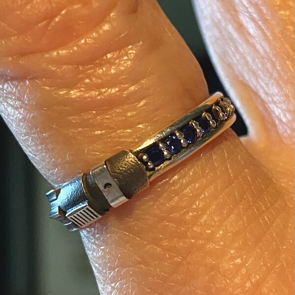 Sapphire Light Saber Ring - Sterling Silver - Geeky Blue Wedding Band ...