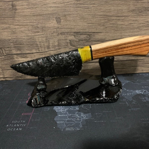 Rainbow Obsidian Knife With Flame Box Elder Handle - Flintknapped ...