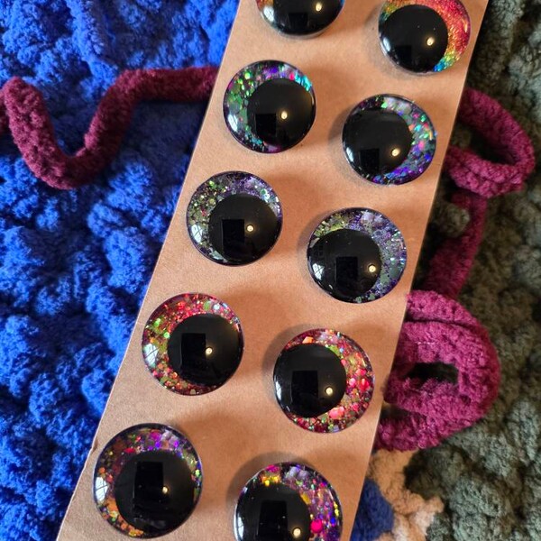 Gemstone Color Shifting Glitter Safety Eyes | 1 Pair | 30mm 25mm 20mm ...