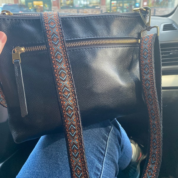 Slim Retro Purse Strap, Geometric Pattern, Replacement Crossbody Strap - Etsy