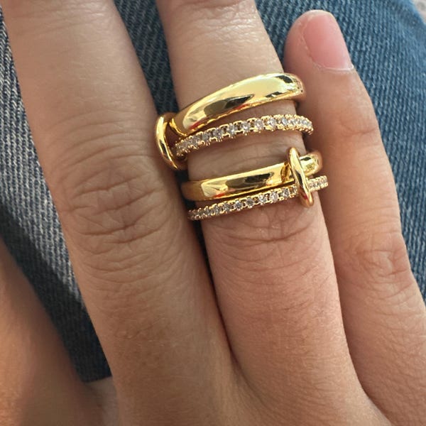 Y2K Liquid Metal Ring Set • Abstract Geometric Rings for Women • Irregular Jewelry • Perfect for ...