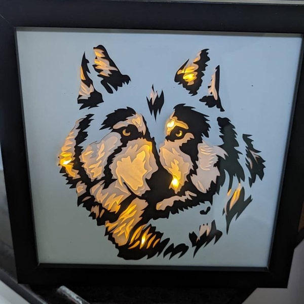 Wolf Paper Cut Light Box Template, Shadow Box, 3D Papercut Lightbox Svg ...