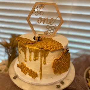 Honeycomb Cake Topper Bumble Bee Cake Topper First Birthday Topper ...